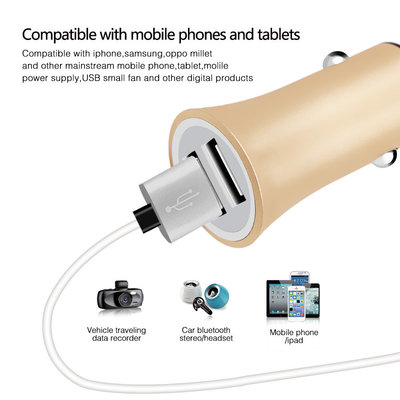 3.1A New Aluminium Alloy Dual USB Car Charger for iPhone iPad iPod Camera Car Charger supplier
