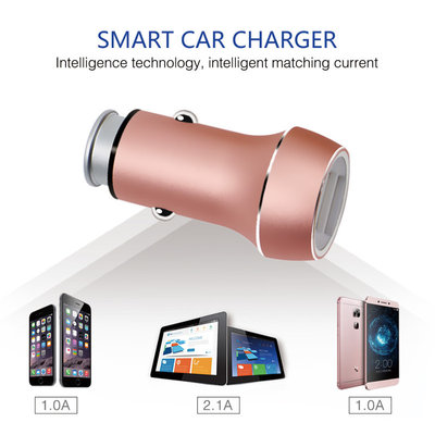 12V 3.1A Aluminium Alloy dual port usb cell phone smart car charger with rohs certificate for Smart Phone Tablets supplier