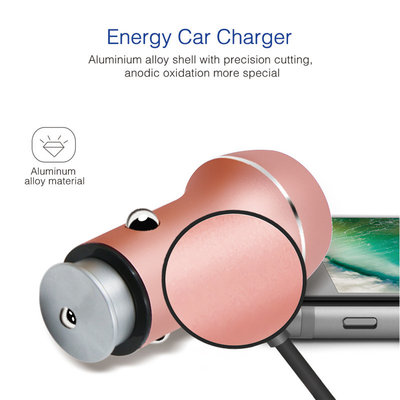 12V 3.1A Aluminium Alloy dual port usb cell phone smart car charger with rohs certificate for Smart Phone Tablets supplier