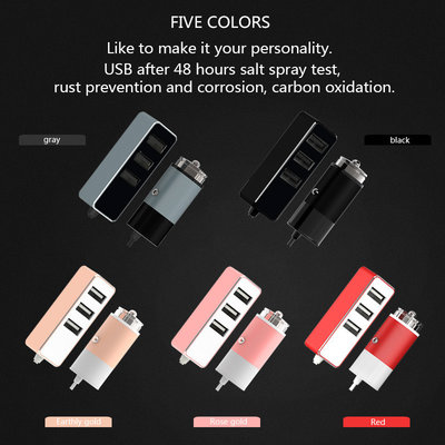 FAST CHARGE 4 USB PORT CAR CHARGER with 1.5m cable alluminum usb car charger for IOS and Android supplier