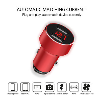 3.1A Dual USB CAR CHARGER with Voltage Monitoring Aluminum Alloy Multi colors to choose Automatic Matching Voltage supplier