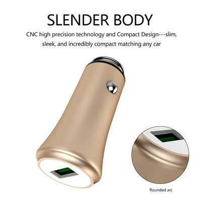 3.6A 18W FAST USB CAR CHARGER with Monitoring Aluminum Alloy Multi colors for OPPO and smart phones supplier