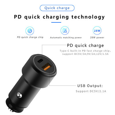 PD+USB 2.1A CAR CHARGER FAST USB CAR CHARGER Compatible with all smart phones, type-c fast car charge supplier