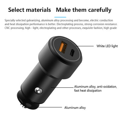 PD+USB 2.1A CAR CHARGER FAST USB CAR CHARGER Compatible with all smart phones, type-c fast car charge supplier