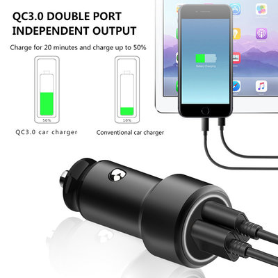 FQC18-1 Dual QC3.0 USB CAR CHARGER  Universal Compatible USB CAR CHARGER for all electronics cheap price supplier