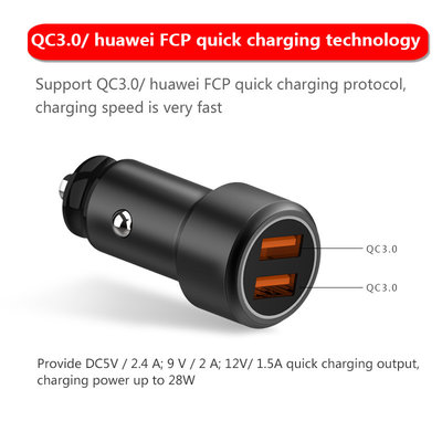 FQC18-1 Dual QC3.0 USB CAR CHARGER  Universal Compatible USB CAR CHARGER for all electronics cheap price supplier
