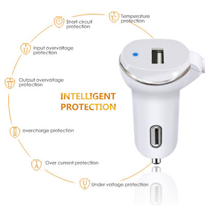 4 USB PORT CAR CHARGER USB+TYPE-C+LIGHTING PORT WITH SPRING CABLE supplier
