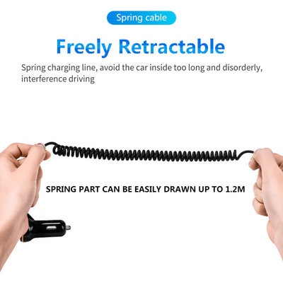 4 USB PORT CAR CHARGER USB+TYPE-C+LIGHTING PORT WITH SPRING CABLE supplier