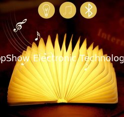 Wooden Mini USB Chargeable Fold Book Sharp Led Light With Creative Bluetooth Speakers