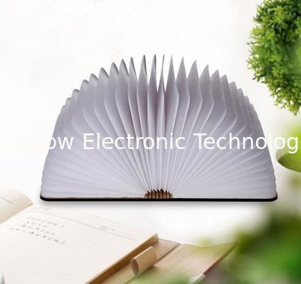 USB Cargeable Foldable Page Wooden Cover Book Shape LED Light For Home