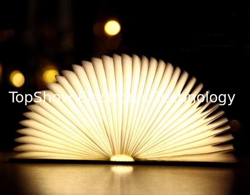 USB Cargeable Foldable Page Wooden Cover Book Shape LED Light For Home