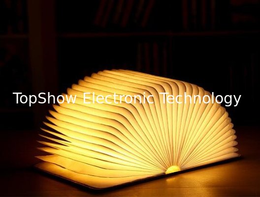 USB Cargeable Foldable Page Wooden Cover Book Shape LED Light For Home