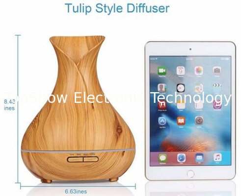 Wood Grain Essential Oil Diffuser 400ml Ultrasonic Air Humidifier with 7Color Changing LED Lights