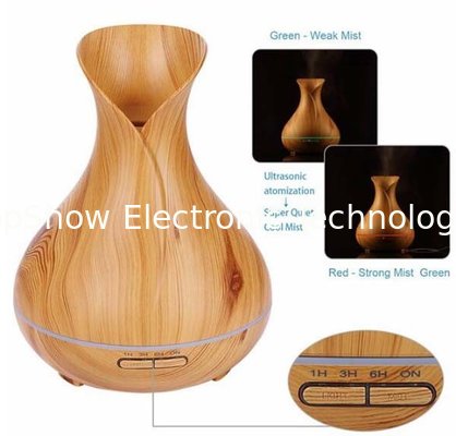 Wood Grain Essential Oil Diffuser 400ml Ultrasonic Air Humidifier with 7Color Changing LED Lights