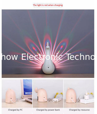 2018 Wholesale Remote Peacock Lamp Romantic LED Peacock Projector Light