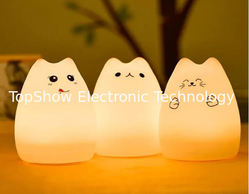USB Charge Carton Silicone Night Light Multicolor Cute Cat Silicone Soft Nursery Lamp