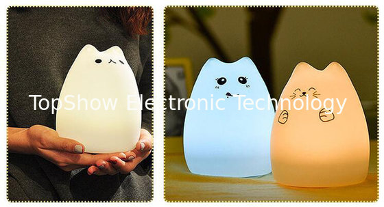 USB Charge Carton Silicone Night Light Multicolor Cute Cat Silicone Soft Nursery Lamp