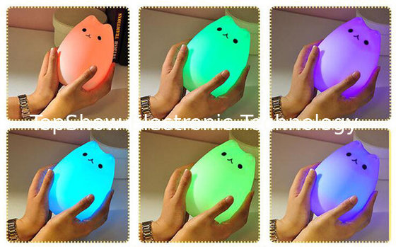 USB Charge Carton Silicone Night Light Multicolor Cute Cat Silicone Soft Nursery Lamp