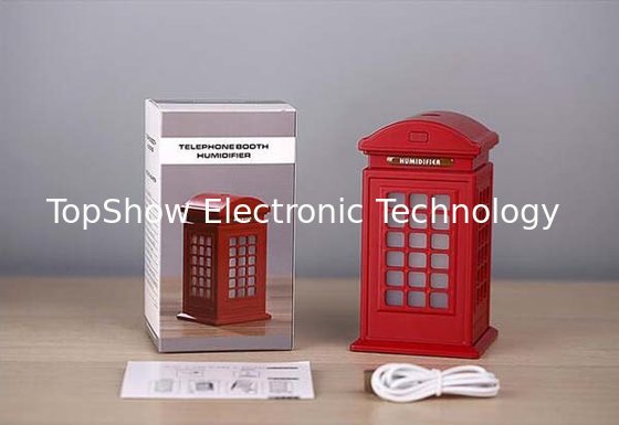 Creative Vintage British Style Phone Booth Humidifier 300ml USB LED Cool Mist Humidifiers