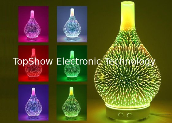 Household 3D Fireworks Glass  Aroma Diffuser Humidifier Machine With Colorful Light