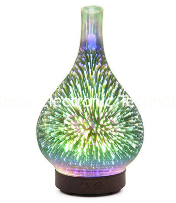 Household 3D Fireworks Glass  Aroma Diffuser Humidifier Machine With Colorful Light