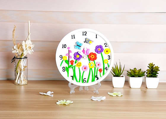 China Flower Design Plaster Painting Arts And Crafts Toys With Real Clock Function supplier