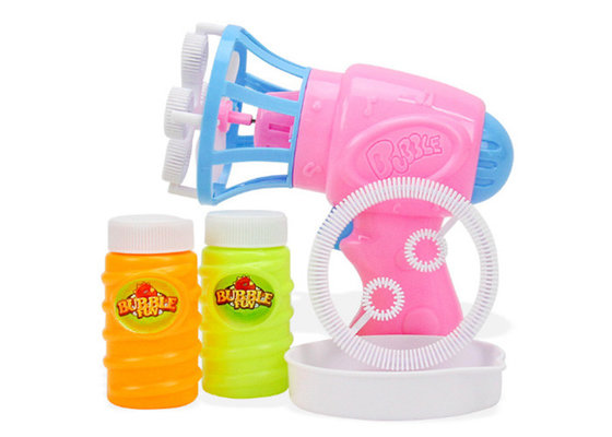 China Plastic Children's Play Toys , 2 - In - 1 Battery Operated Bubble Gun Electric Fan For Kids supplier