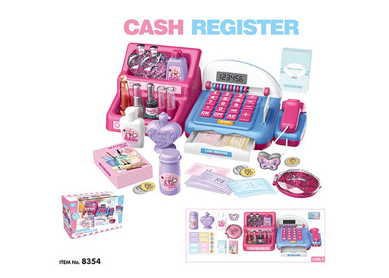 China 14 " Beauty Sets Pretend Shopping Cashier Children's Play Toys W / Caculation LED Screen 19Pcs supplier
