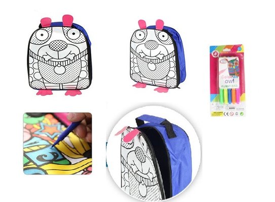 Washable DIY Color Painting Kids School Bags With Safe Eco Friendly Material supplier