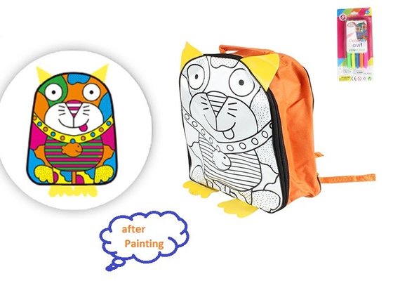 11 Inch Arts And Crafts Toys DIY Drawing School Bag With 4 Color Pens For Kids supplier