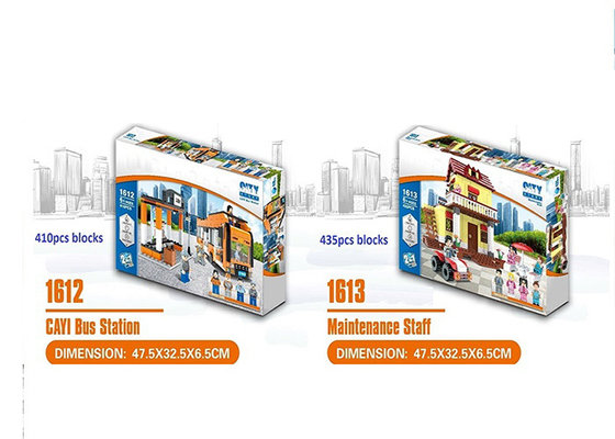 Multi Color Building Blocks Educational Toys Lego Style Bus Station 410Pcs supplier