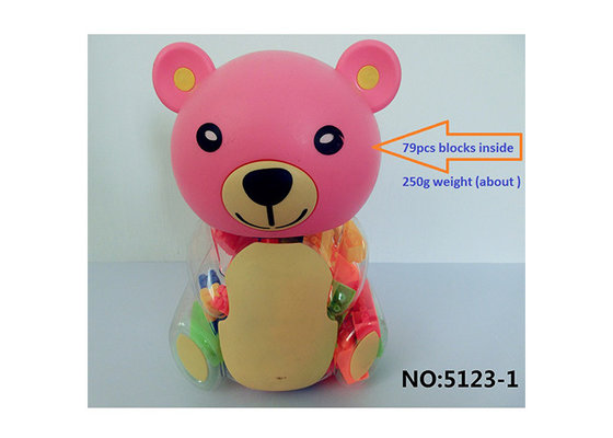 79Pcs Plastic Kids Building Blocks Educational Toys In Teddy Bear Storage Bottle supplier