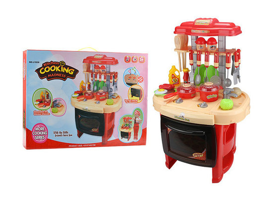 Red Color Pretend Play Childrens Toy Kitchen Sets With Sound And Light 62CM supplier