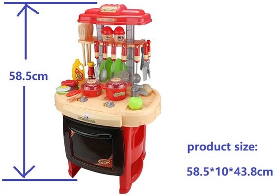 Red Color Pretend Play Childrens Toy Kitchen Sets With Sound And Light 62CM supplier