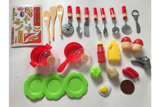 Red Color Pretend Play Childrens Toy Kitchen Sets With Sound And Light 62CM supplier