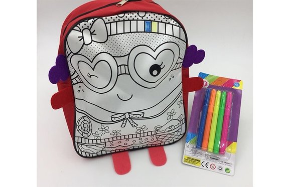Customized DIY Arts And Crafts Toys For Kids Cute Carton Backpack With 5 Pens supplier