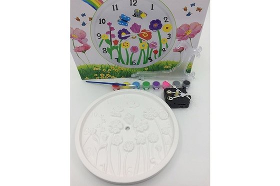 Flower Design Plaster Painting Arts And Crafts Toys With Real Clock Function supplier