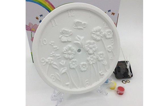 Flower Design Plaster Painting Arts And Crafts Toys With Real Clock Function supplier
