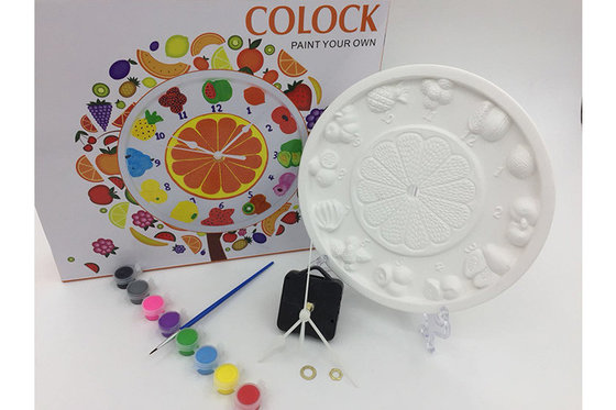 Fruit Style Arts And Crafts Toys Set DIY Painting Plaster Craft Clock Real Movement supplier