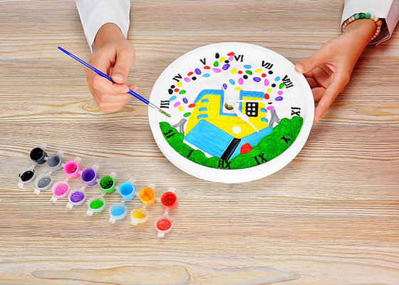 Educational Kids Arts And Crafts Toys Miraculous 3D Gypsum Clock Painting Set supplier