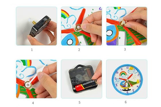 Educational Kids Arts And Crafts Toys Miraculous 3D Gypsum Clock Painting Set supplier
