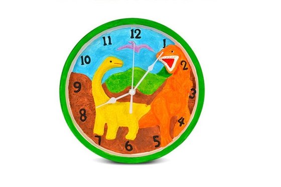3D Plaster Dinosaur Clock Children Painting Set With Mounting Hardware supplier