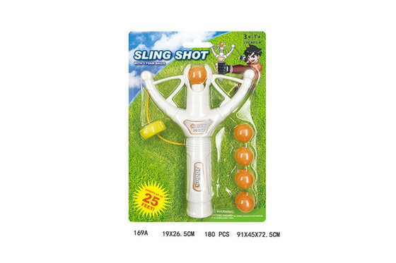 Funny 8 " Plastic Slingshot Toy Kids Sports Toys With 5 Softballs White Color supplier