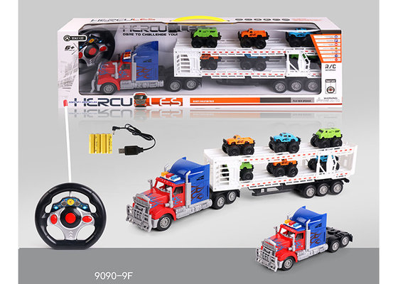 Non Toxic Children's Remote Control Toys Semi Trailer Truck with Extra 6 Cars supplier