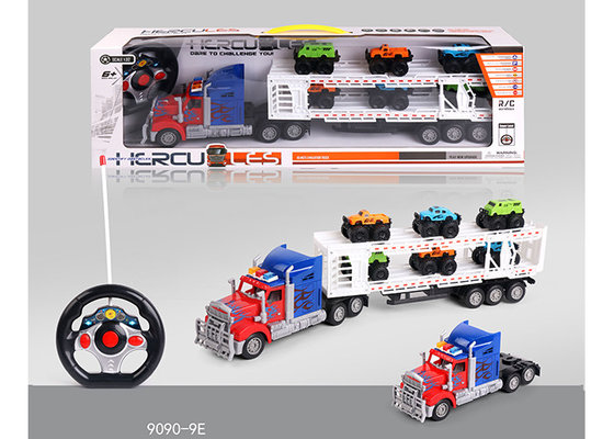 Non Toxic Children's Remote Control Toys Semi Trailer Truck with Extra 6 Cars supplier