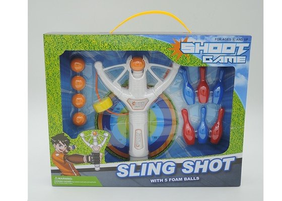 Super Power 8 " Flying Kids Slingshot Toys With 5 Foam Balls And 6 Targets supplier