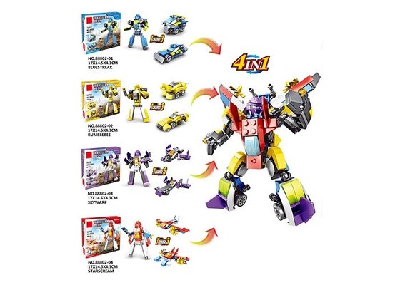 Kids Developmental Plastic Building Blocks 4 In 1 Transformer Robot Car supplier