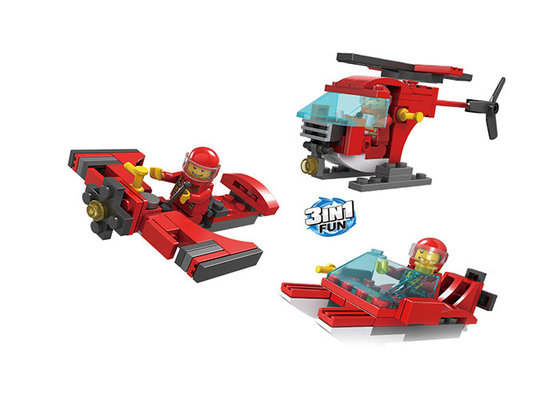 58Pcs 3 In 1 Mini Building Blocks Educational Toys Fire Rescue Vehicle Helicopter supplier