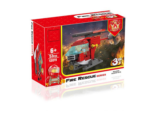 58Pcs 3 In 1 Mini Building Blocks Educational Toys Fire Rescue Vehicle Helicopter supplier