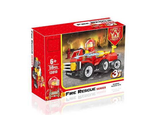 58Pcs 3 In 1 Mini Building Blocks Educational Toys Fire Rescue Vehicle Helicopter supplier